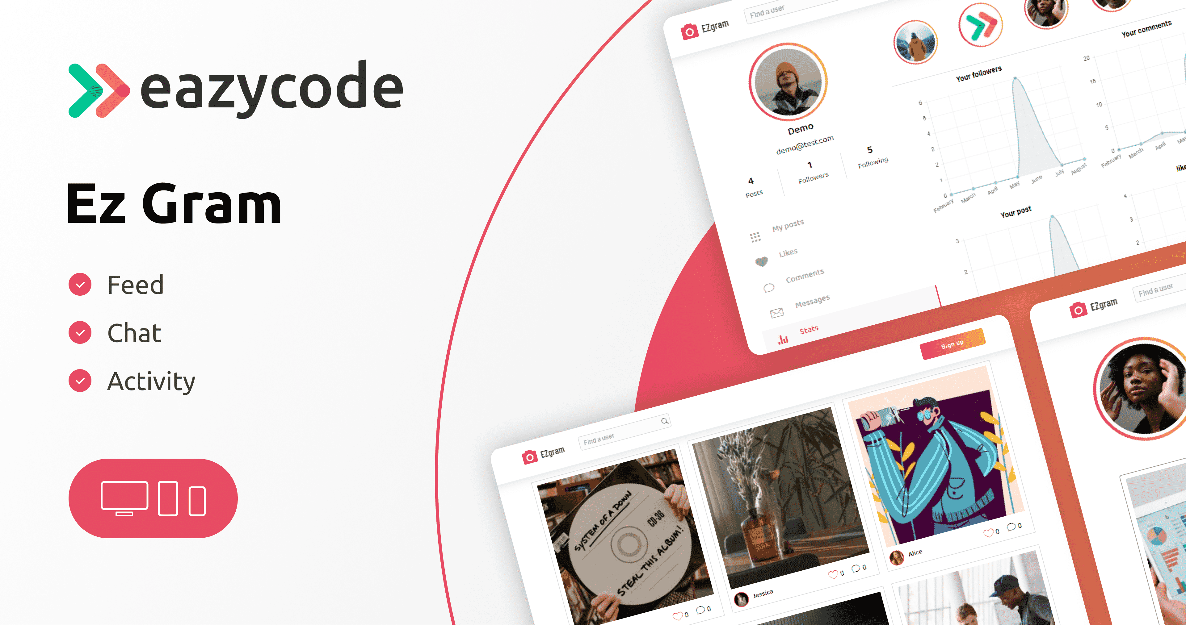 Ez SocialGram like Instagram template - NoCode Bubble.io Template by EazyCode - NoCode Agency